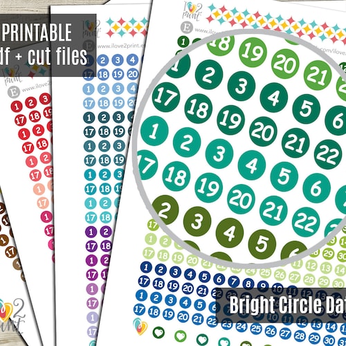 Printable DATE DOT Planner Stickers Printable Date Cover - Etsy