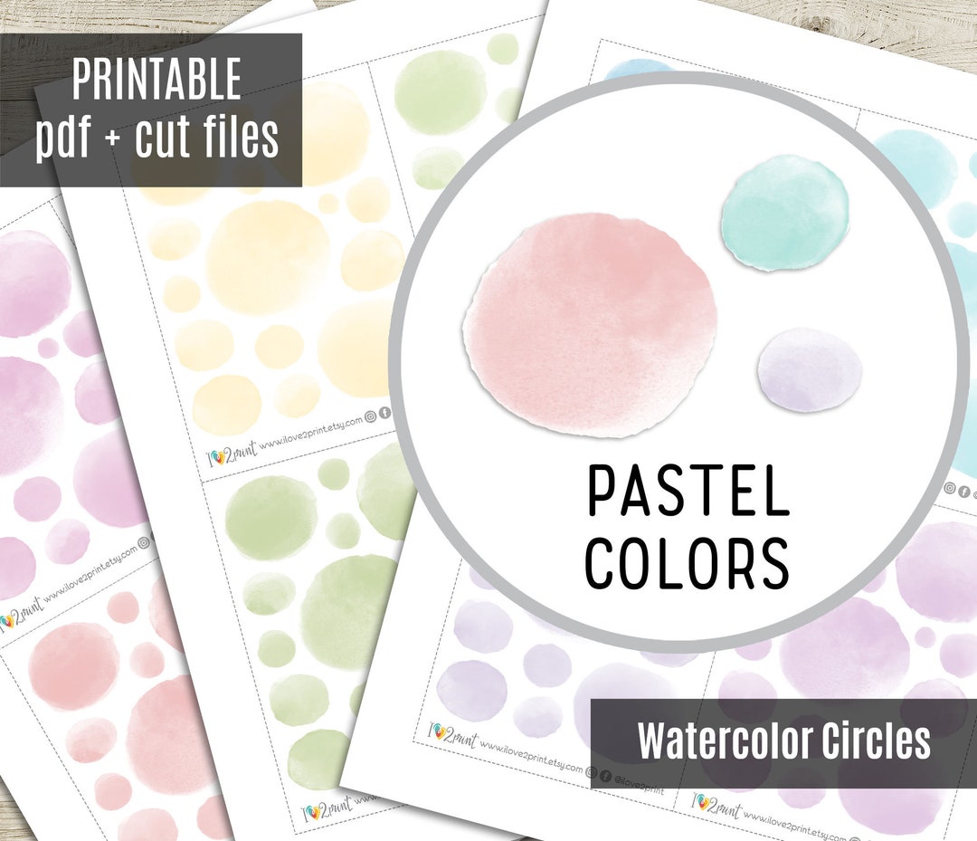 Watercolor Circles Planner Stickers, PASTEL Colors Printable Stickers ...