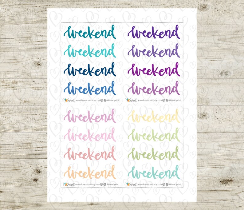 Hand Lettered Weekend Banner Printable Stickers Erin Condren - Etsy