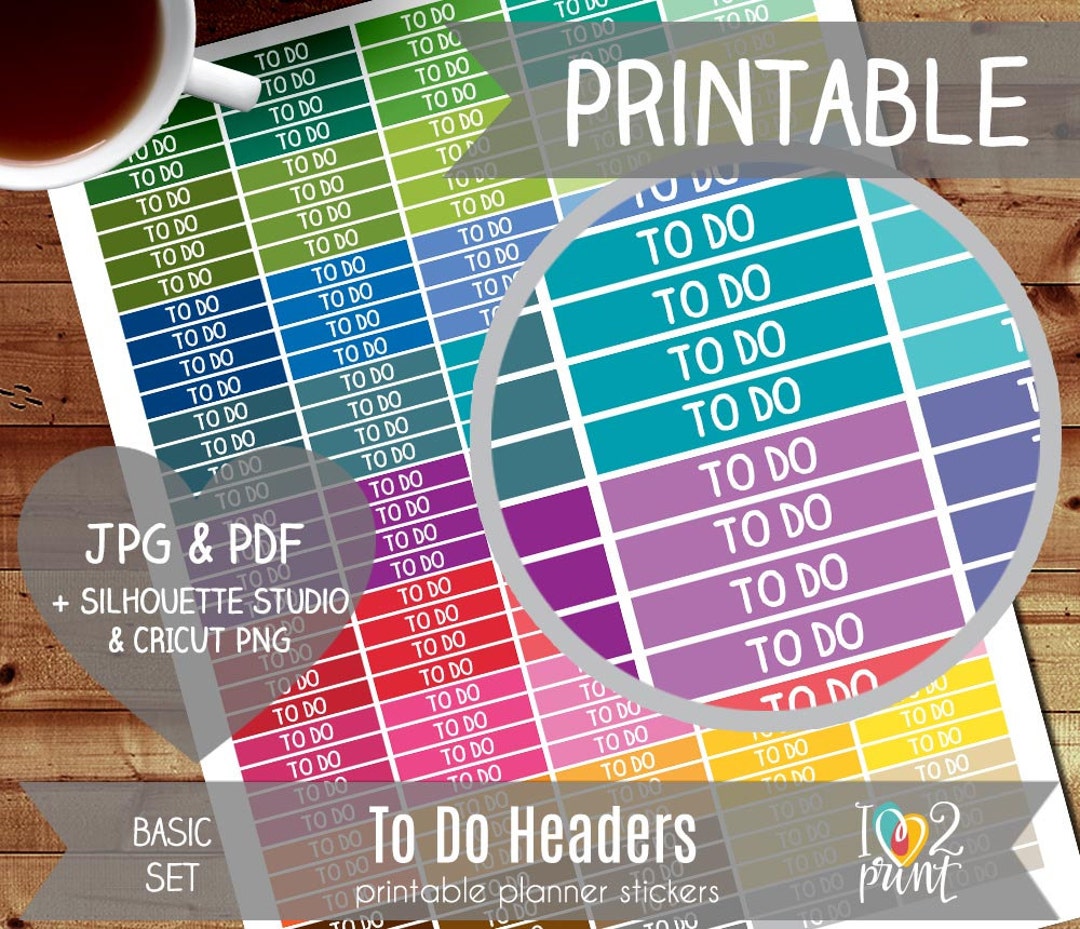 To Do Headers Printable Planner Stickers, Erin Condren Planner Stickers ...