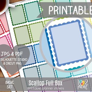 Scallop Full Box Printable Planner Stickers Erin Condren | Etsy