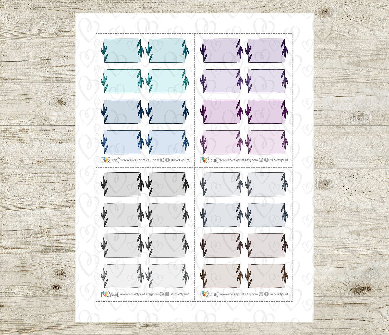 Leaves Half Box Planner Stickers Half Box Printable Stickers - Etsy