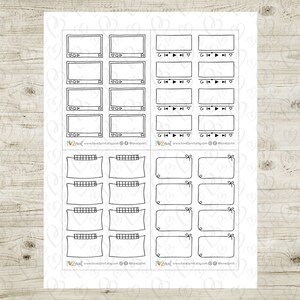 Social Notes BW Doodle Half Box Planner Stickers, Half Boxes Printable ...