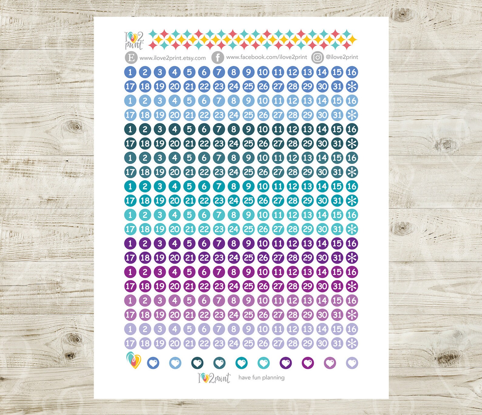 Dot Date Numbers Planner Stickers Printable Stickers Day - Etsy