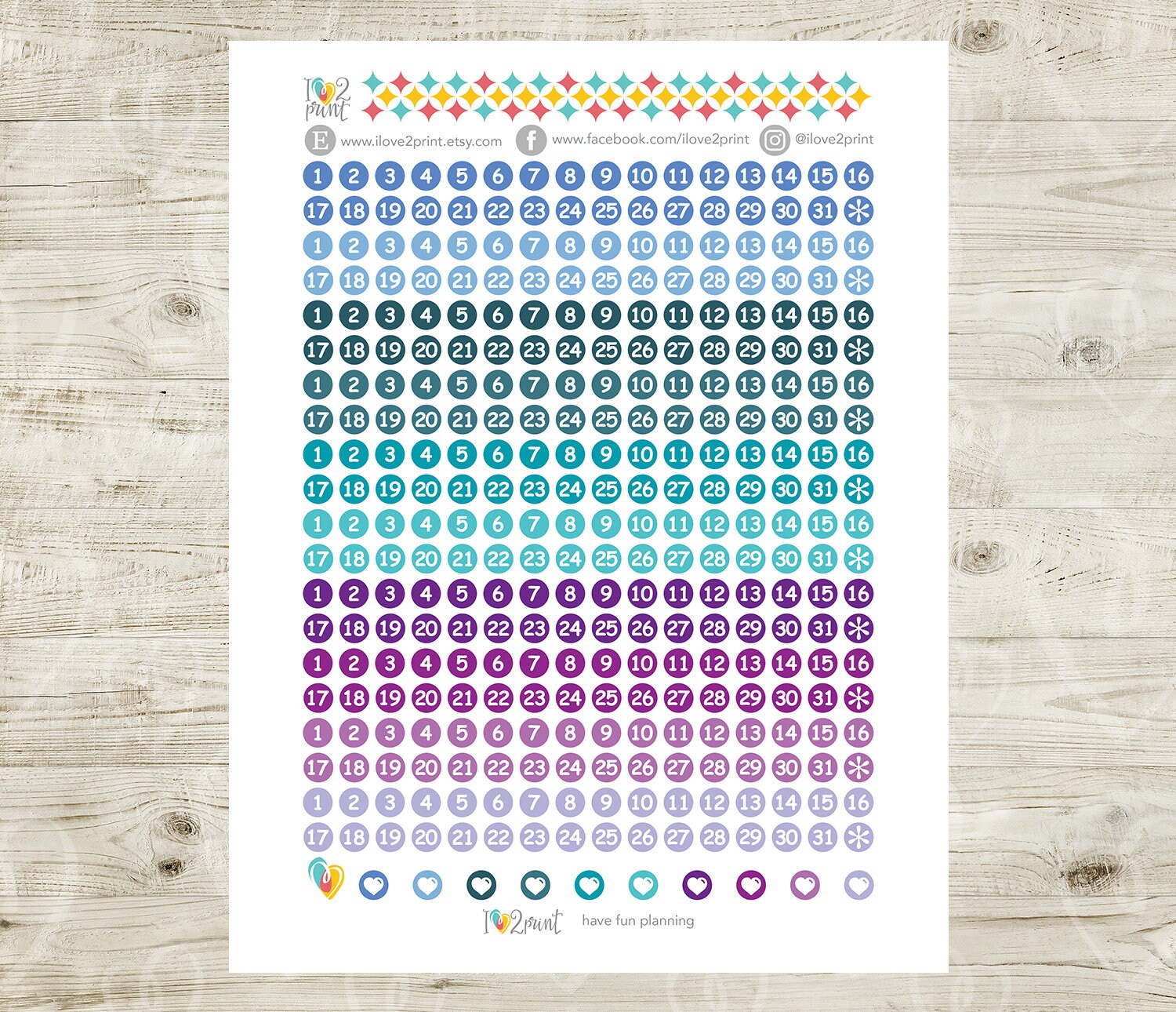 Dot Date Numbers Planner Stickers Printable Stickers Day - Etsy