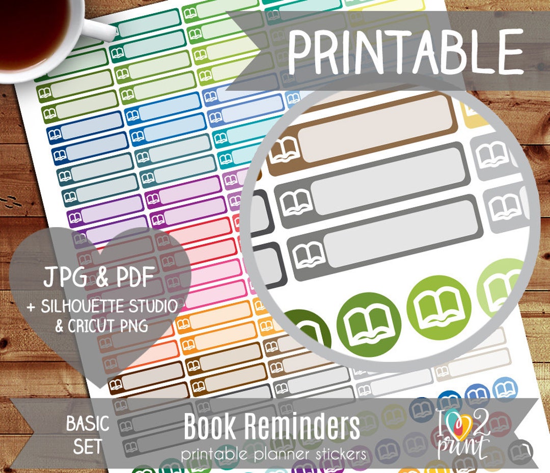 Book Tracker Printable Planner Stickers, Erin Condren Planner Stickers ...