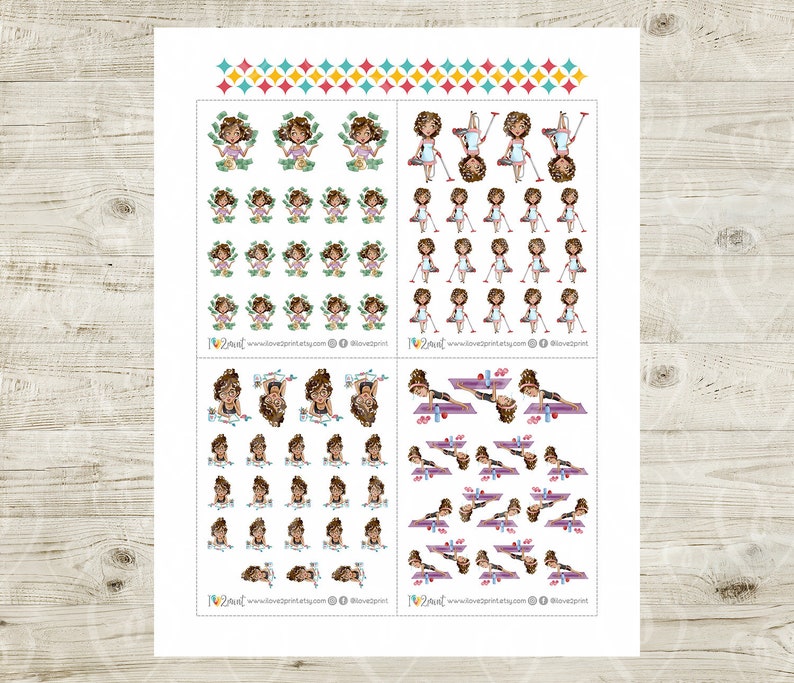 Cute Planner Girl Stickers Tan Skin Brown Hair Set1 - Etsy