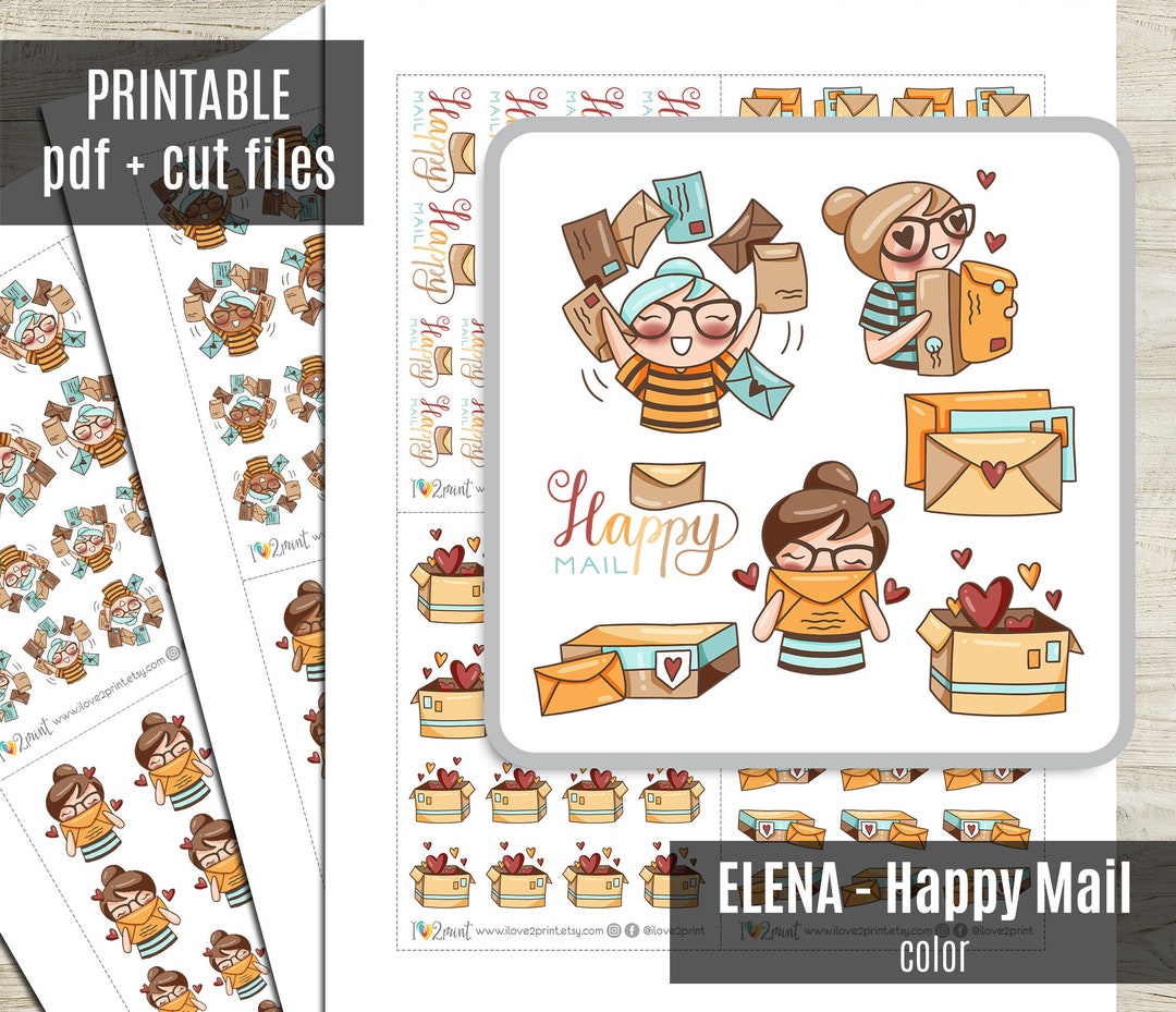 Planner Girl Happy Mail COLOR Printable Planner Stickers, EC Printable ...