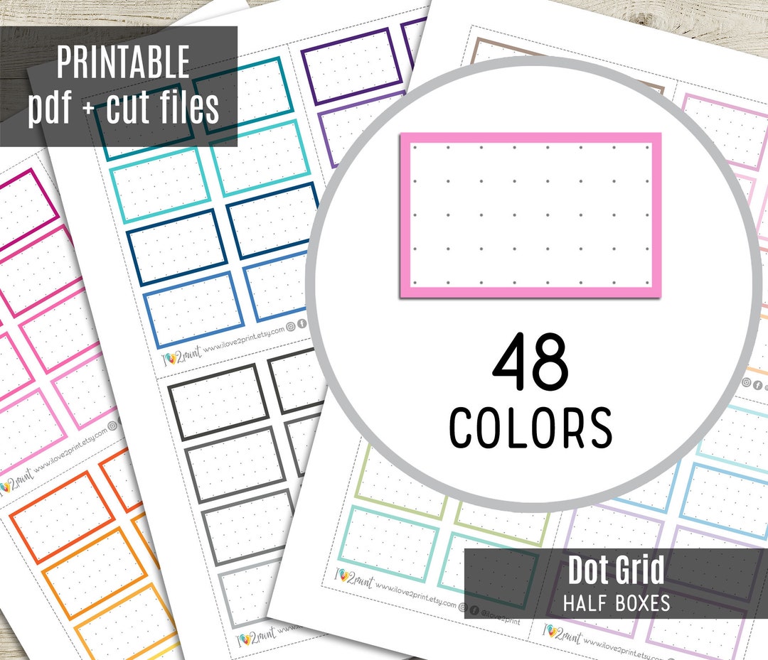 Dot Grid Half Box Planner Stickers, Half Box Printable Stickers, Washi ...