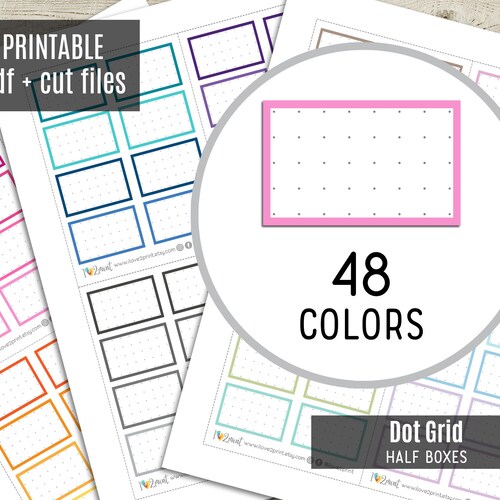 Grid Half Box Planner Stickers Half Box Grid Printable - Etsy