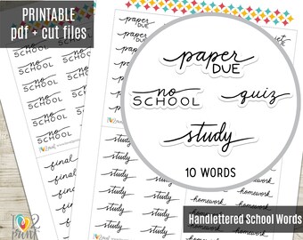Homework Script Stickers S052 School Work Word Stickers - Etsy