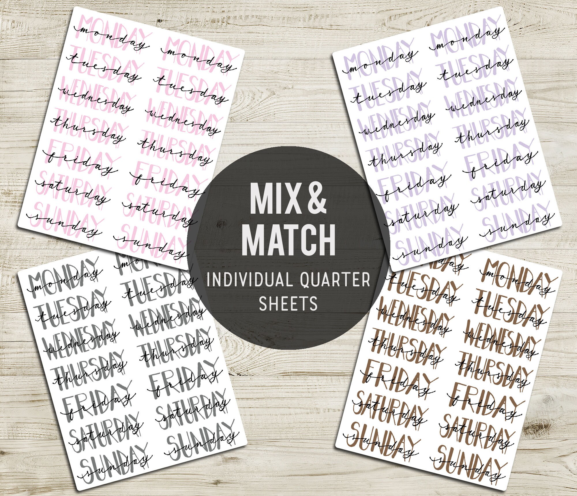 Week Headers Hand-lettered Planner Stickers PASTEL Week | Etsy