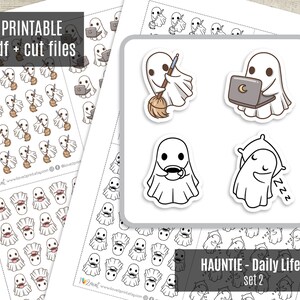 Hauntie the Ghost Daily Life SET 2 Planner Stickers, Printable Stickers ...
