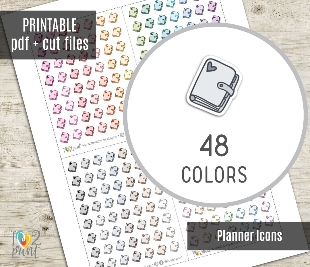 Planner Little Icon Planner Stickers, Ring Planner Tiny Icon Printable ...