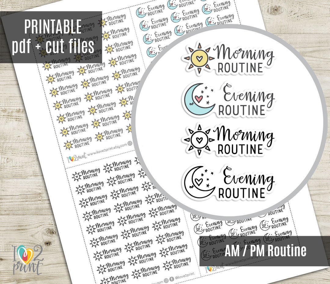 Morning Evening Routine Icon Planner Stickers, Am Pm Printable Stickers ...