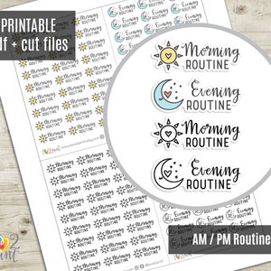 Morning Evening Routine Icon Planner Stickers, Am Pm Printable Stickers ...
