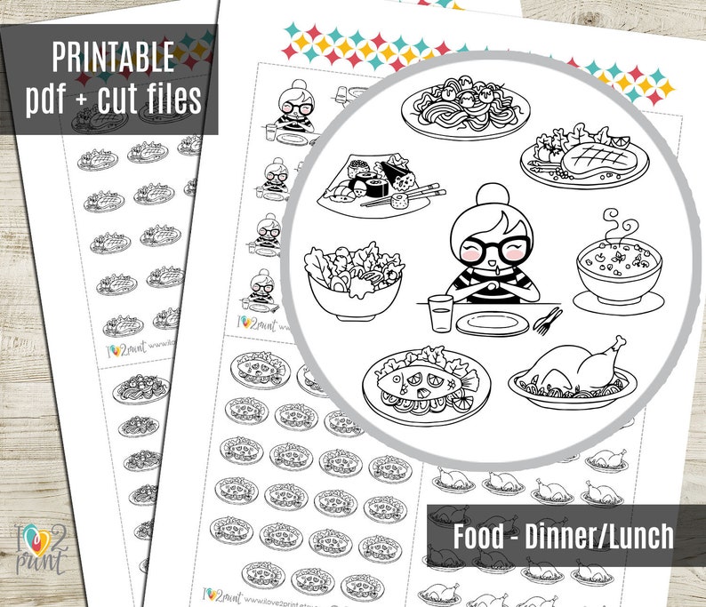 Planner Girl Food/dinner Planner Stickers Printable Stickers | Etsy