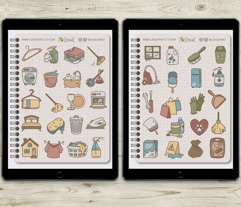 Housework Icons Goodnotes Sticker Book Clean Digital - Etsy