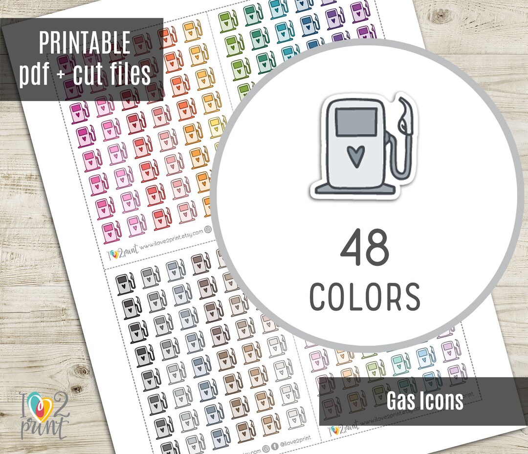 Gas Little Icon Planner Stickers, Fuel Tiny Icon Printable Stickers ...