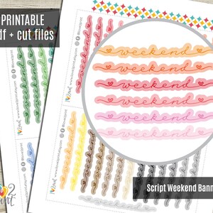 Hand Lettered Weekend Banner Stickers, Script Weekend Printable ...