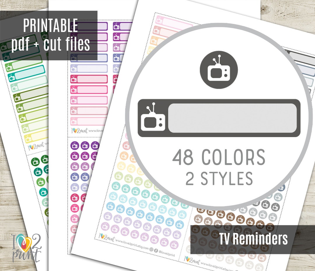 Television Reminder Printable Planner Stickers TV Labels EC - Etsy