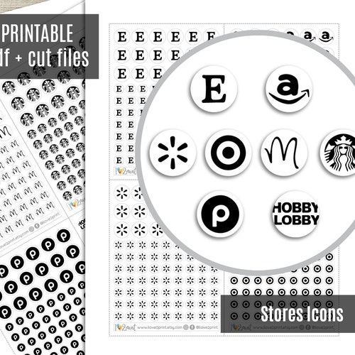 Stores Set Icons Planner Stickers Small Micro Icons Printable - Etsy