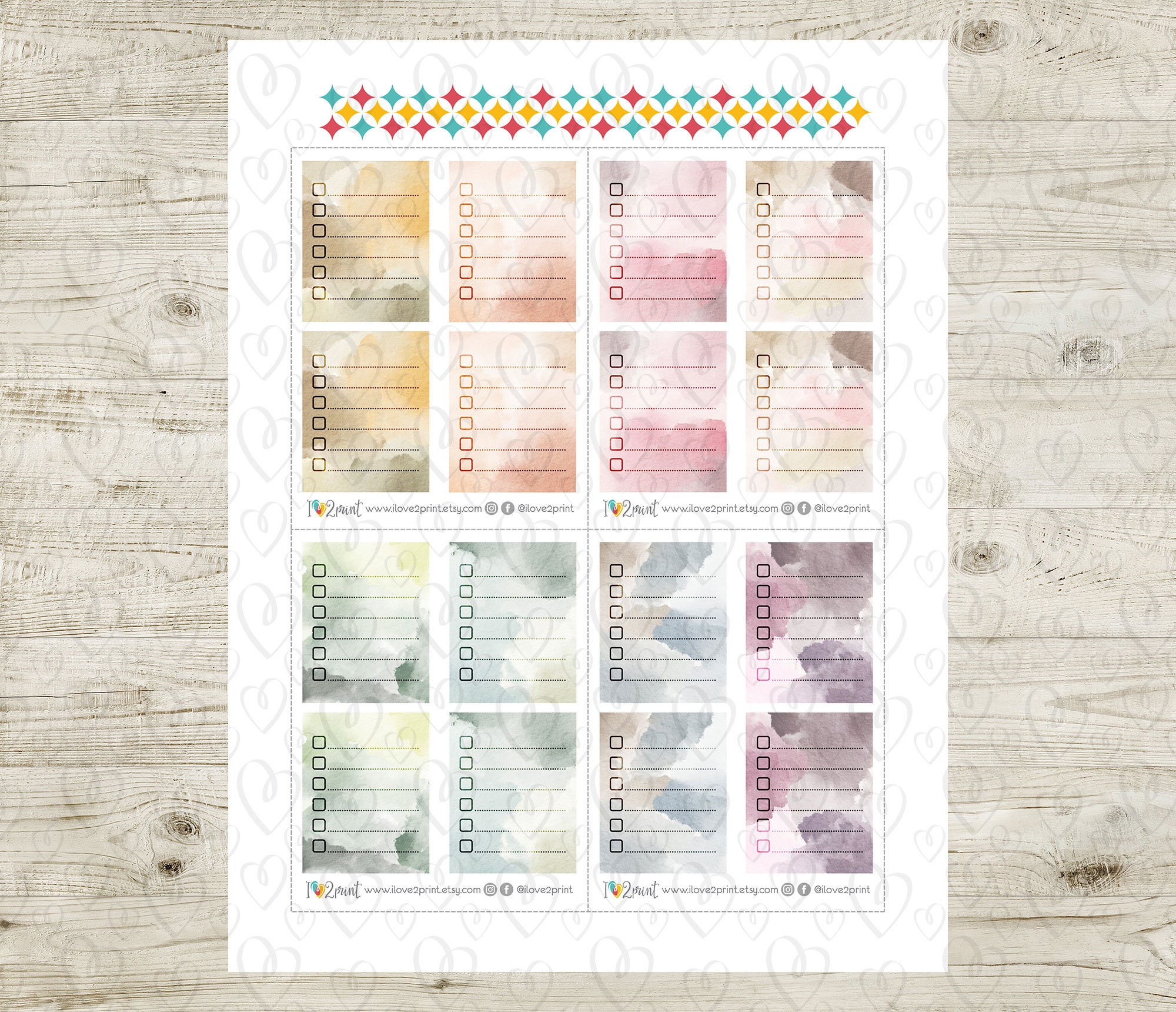 Watercolor Full Box Checklist Boxes Planner Stickers Notes - Etsy