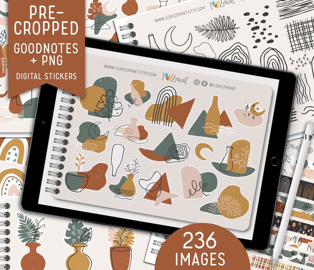Boho Shapes Goodnotes Sticker Book Digital Stickers Washi - Etsy