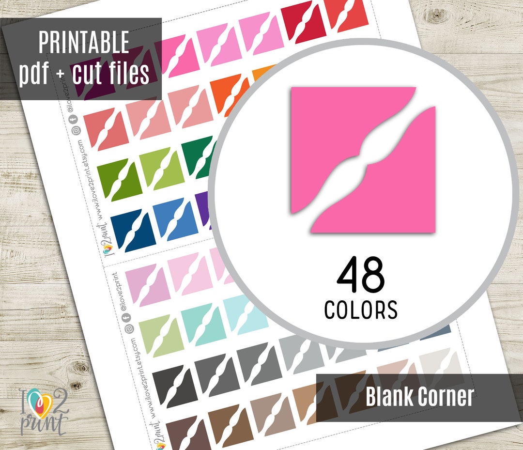 Blank Corners Planner Stickers, Blank Printable Stickers, Icons ...