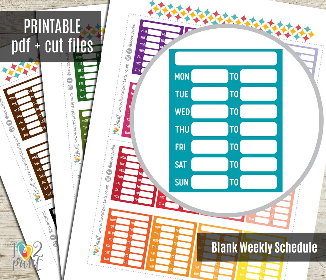 Weekly Schedule Planner Stickers, Full Box Tracker Printable Stickers ...