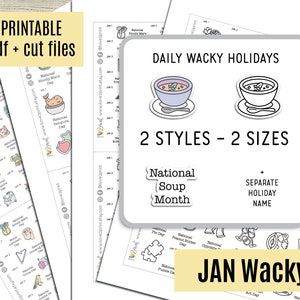 JANUARY Daily Wacky Holidays Icons Planner Stickers, Hand-drawn ...