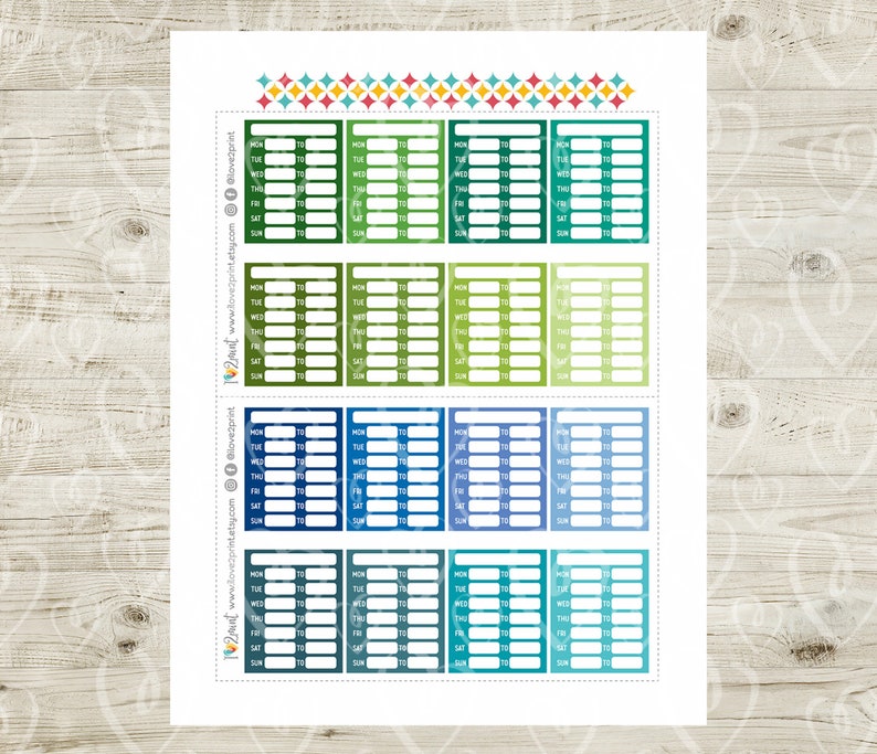 Weekly Schedule Planner Stickers Full Box Tracker Printable - Etsy