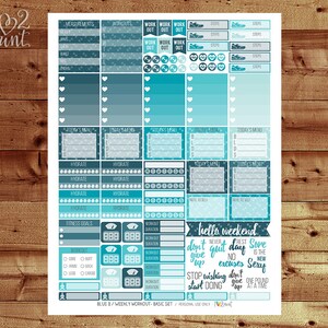 Blue 2 Fitness Weekly Printable Planner Stickers, Erin Condren Planner ...