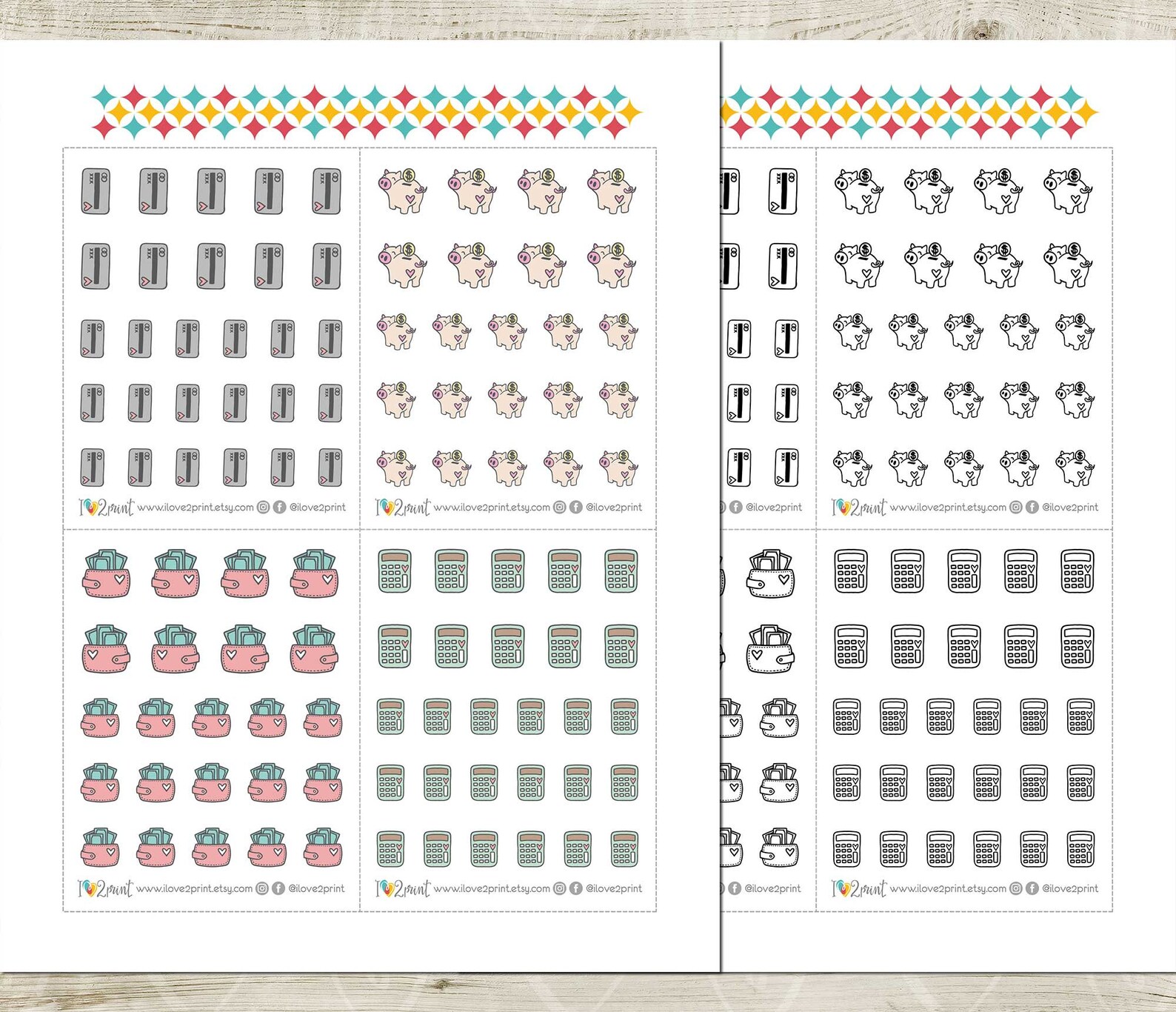 Budget Doodle Icons Planner Stickers Money Hand-drawn | Etsy