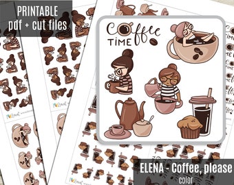 Printable Planner Stickers Coffee - Etsy