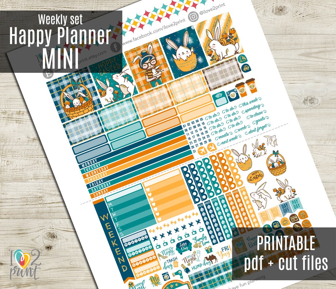 Easter Weekly Printable Planner Stickers, Mini Happy Planner Stickers ...
