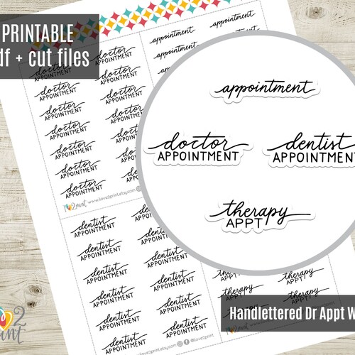 Handlettered Words II Planner Stickers Script Words Printable - Etsy