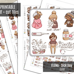 Elena Planner Girl Sick Day Printable Planner Stickers, Printable ...
