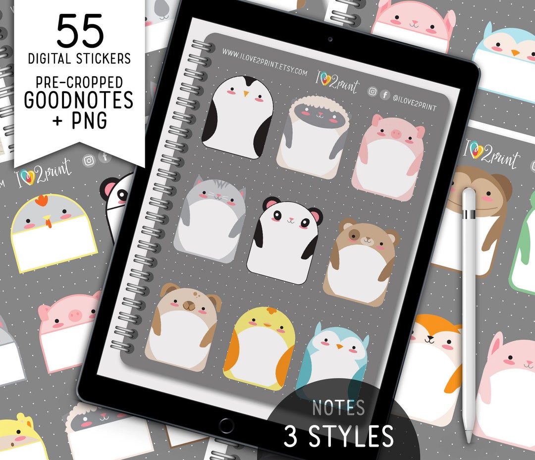 Animal Notes GoodNotes Sticker, Stickerbuch, digitale Sticker ...
