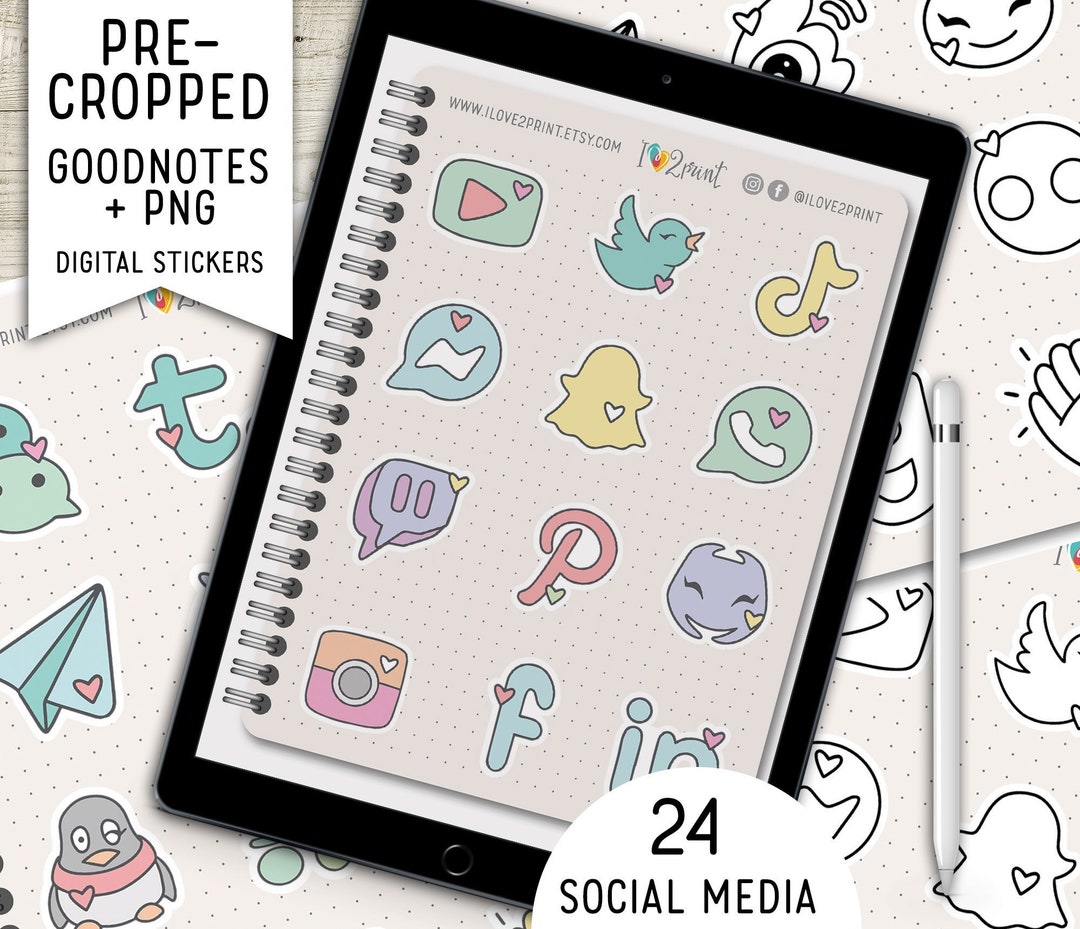 Social Media Icons Goodnotes Sticker Book, Digital Stickers, Pre ...