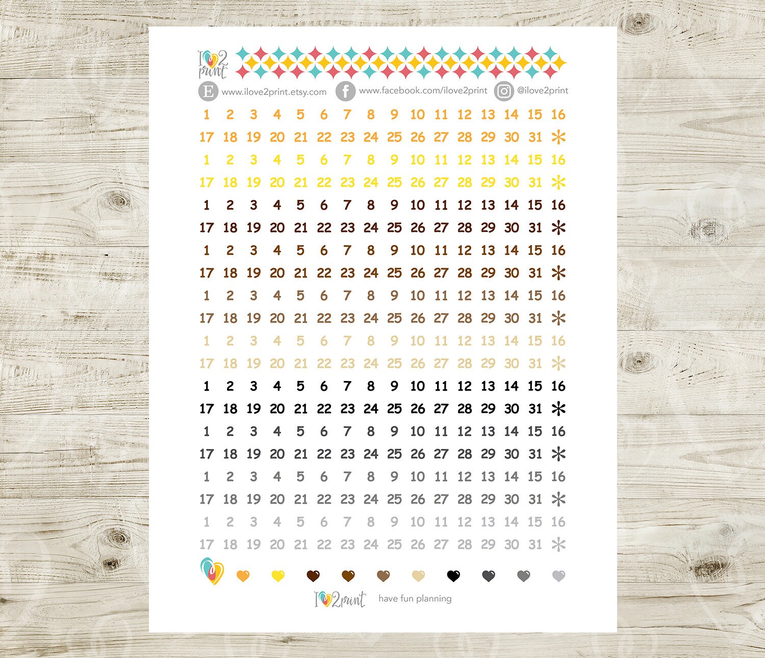 Dot Date Numbers Planner Stickers Printable Stickers Day - Etsy