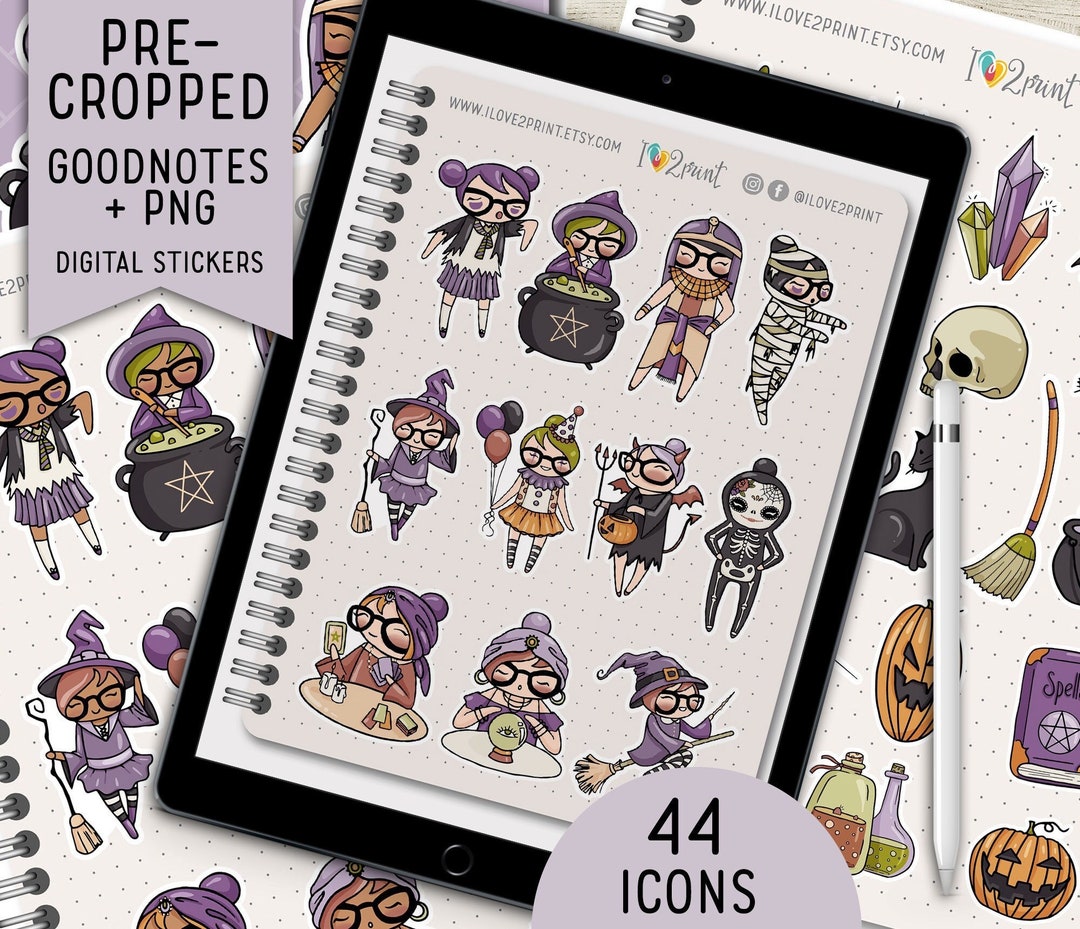 Elena Halloween Bundle Goodnotes Sticker Book, Digital Stickers, Pre ...