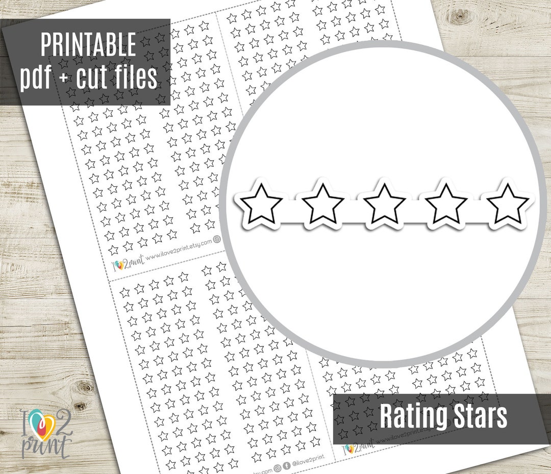 Star Rating to Fill Planner Stickers, Rating Star Printable Stickers ...