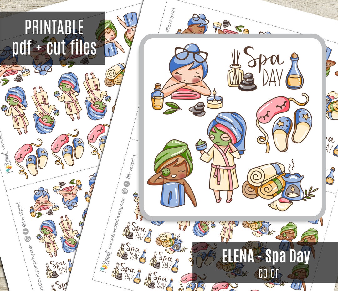 Planner Girl Spa Day COLOR Planner Stickers, Printable Stickers ...