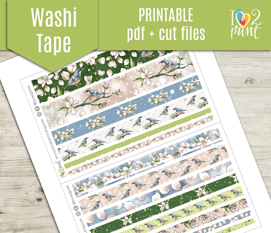 Spring Time Washi Tape Printable Planner Stickers Washi Tape - Etsy