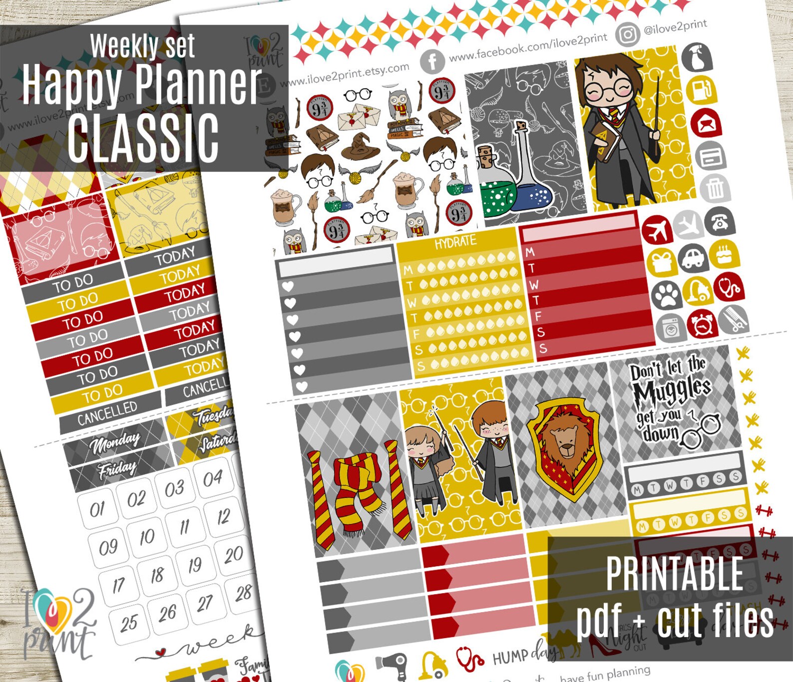 Wizard School I Weekly Printable Planner Stickers Happy - Etsy