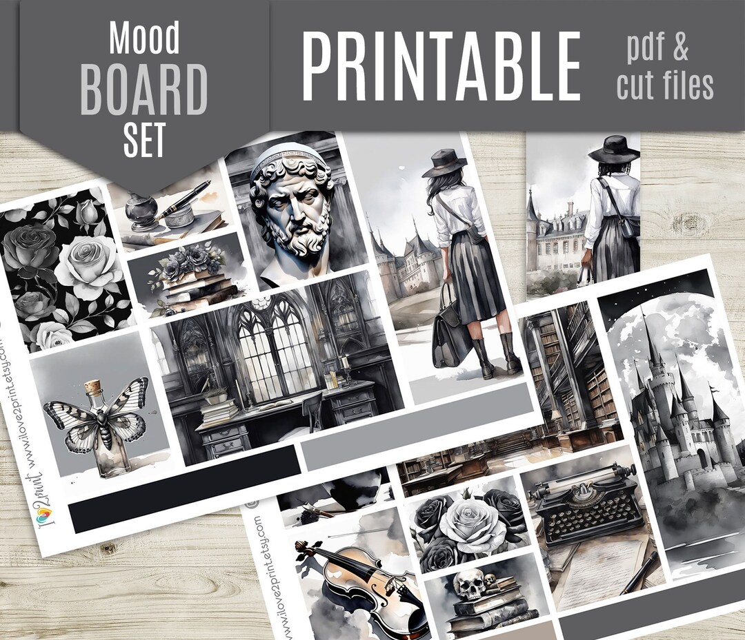 Dark Academia Watercolor Moodboard Planner Stickers, Planning Sticker ...