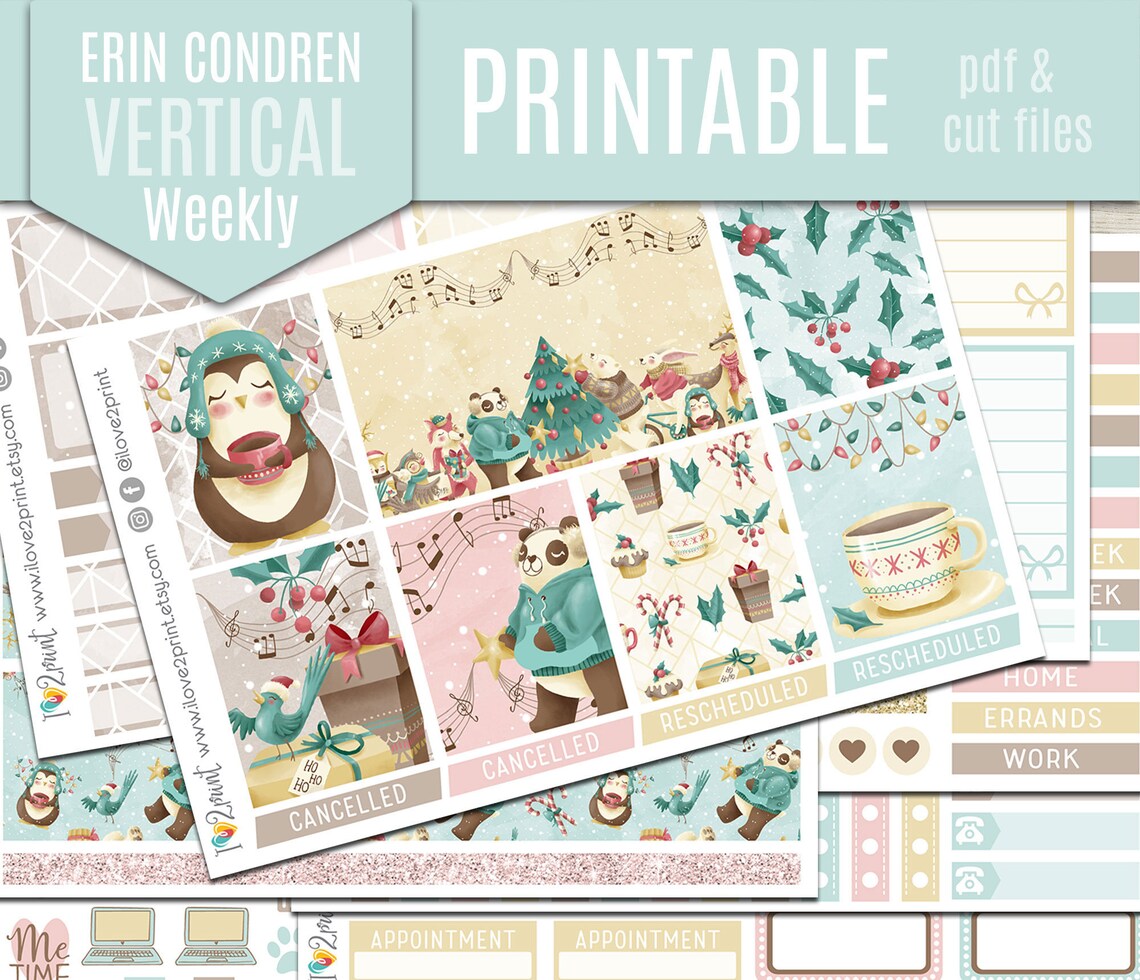Christmas Forest Weekly Printable Planner Stickers Erin | Etsy