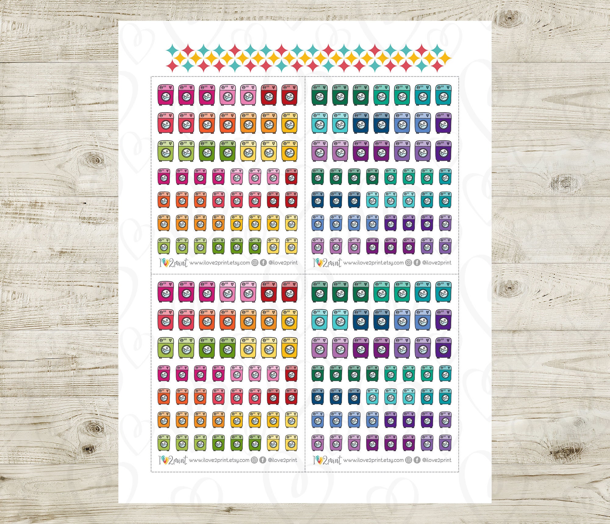 Washing Machine Planner Stickers Hand-drawn Laundry Icon - Etsy