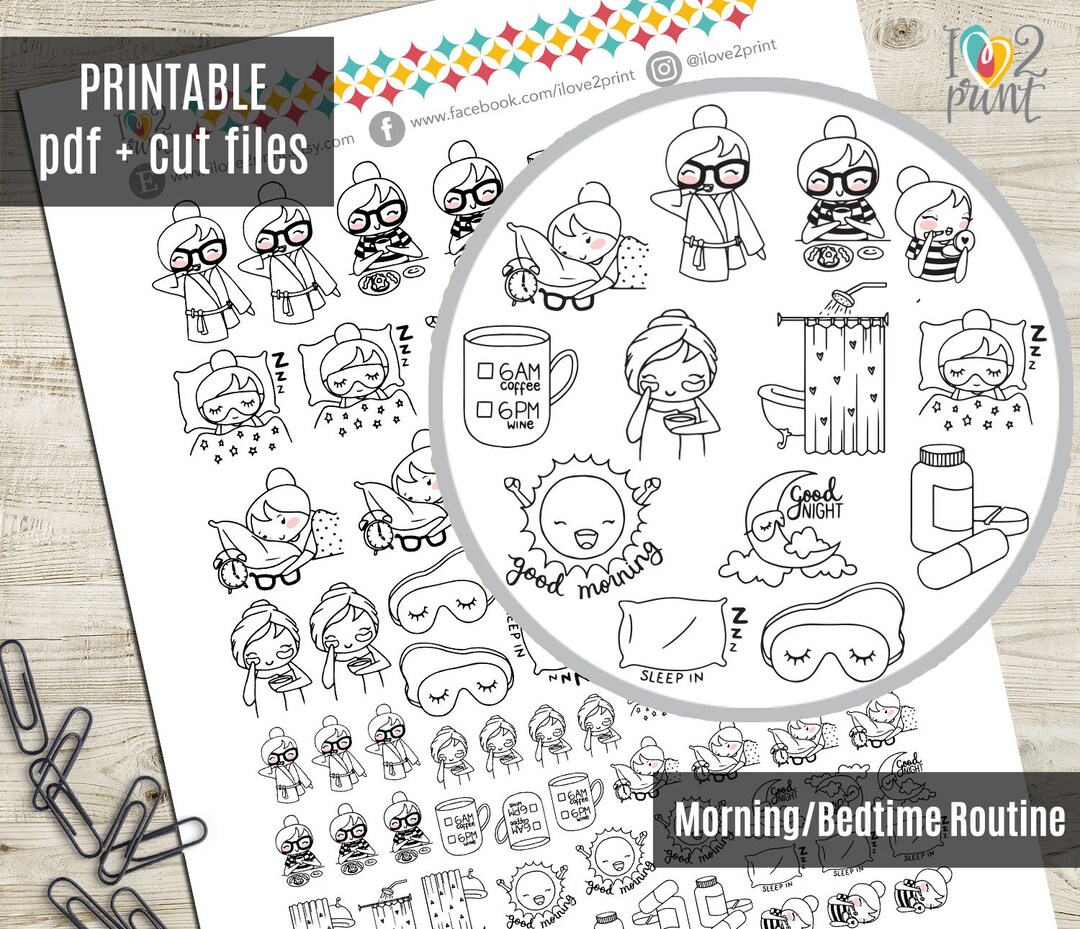 Planner Girl Morning/bedtime Routine Planner Stickers, Printable ...